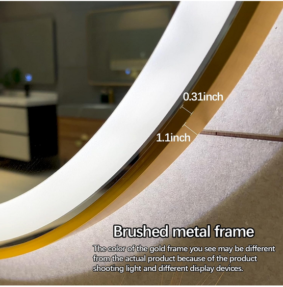 Oval Brushed Gold Frame 3-Colour LED Mirror With Demister W400 X H800 ...